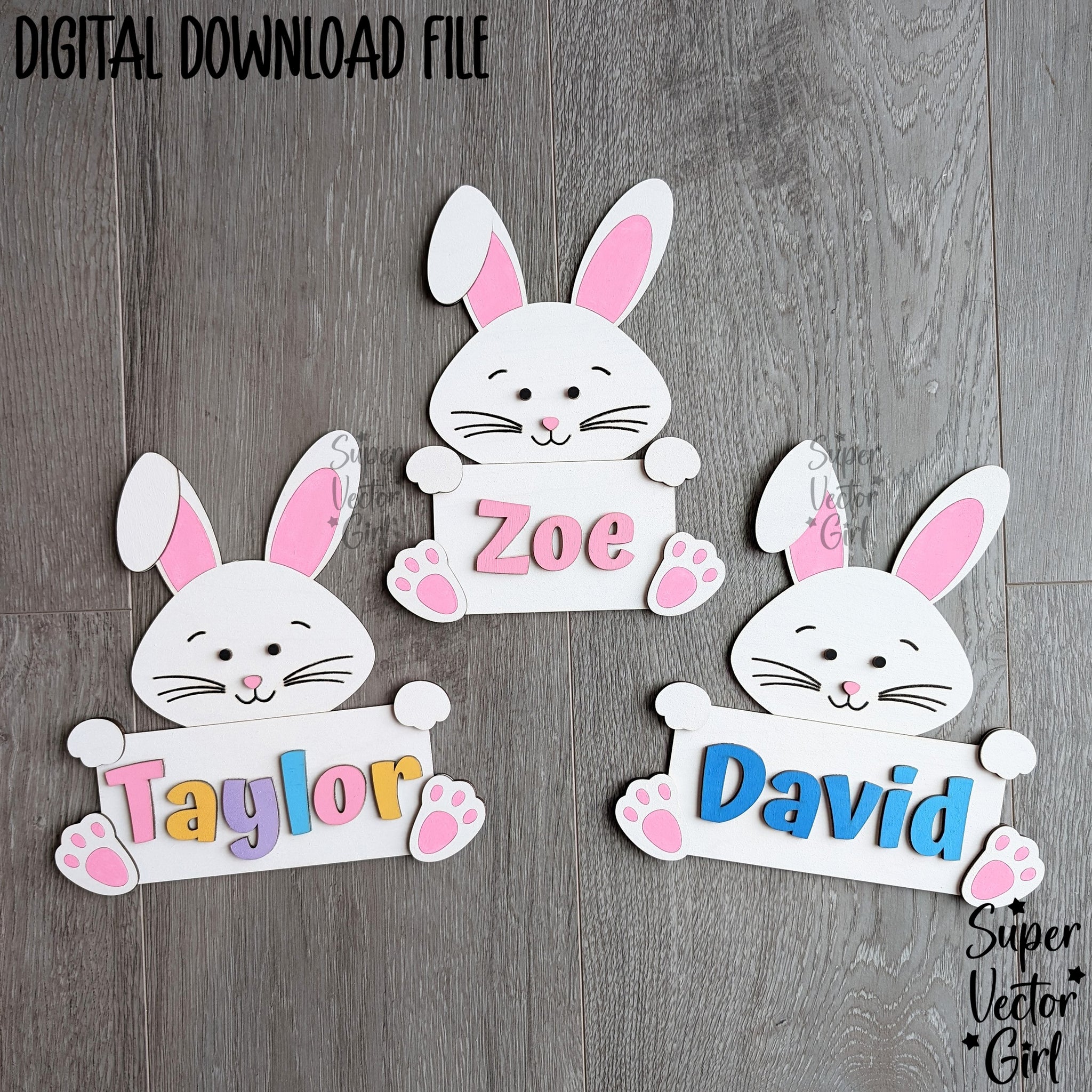 Easter Bunny Name Sign Paint Kit, Personalized DIY Painting Kit, SVG ...