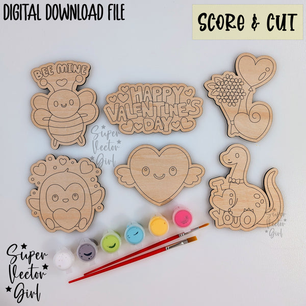 Valentine's Day DIY Paint Kit Set 2, Valentine SVG, Digital Laser Cut ...