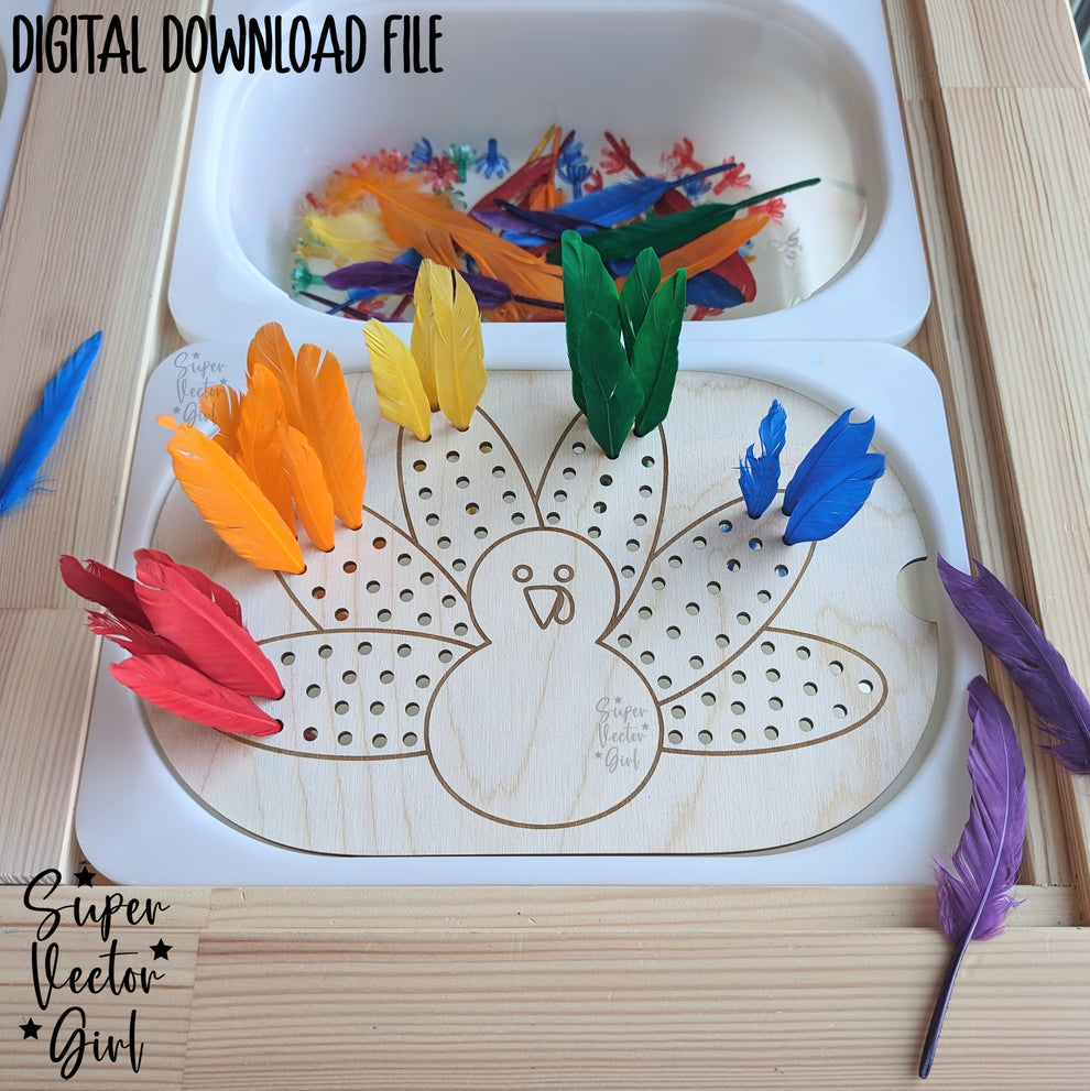 Thanksgiving Turkey Feathers Peg Trofast Small Bin Lid Insert Board SV ...