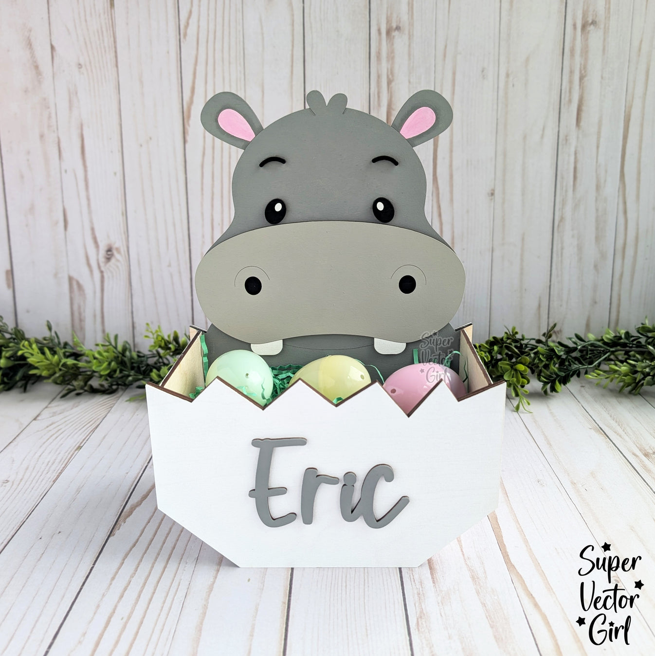 Hippo Easter Basket Crate, Easter Treats Box, SVG, Laser Cut File, xTo ...
