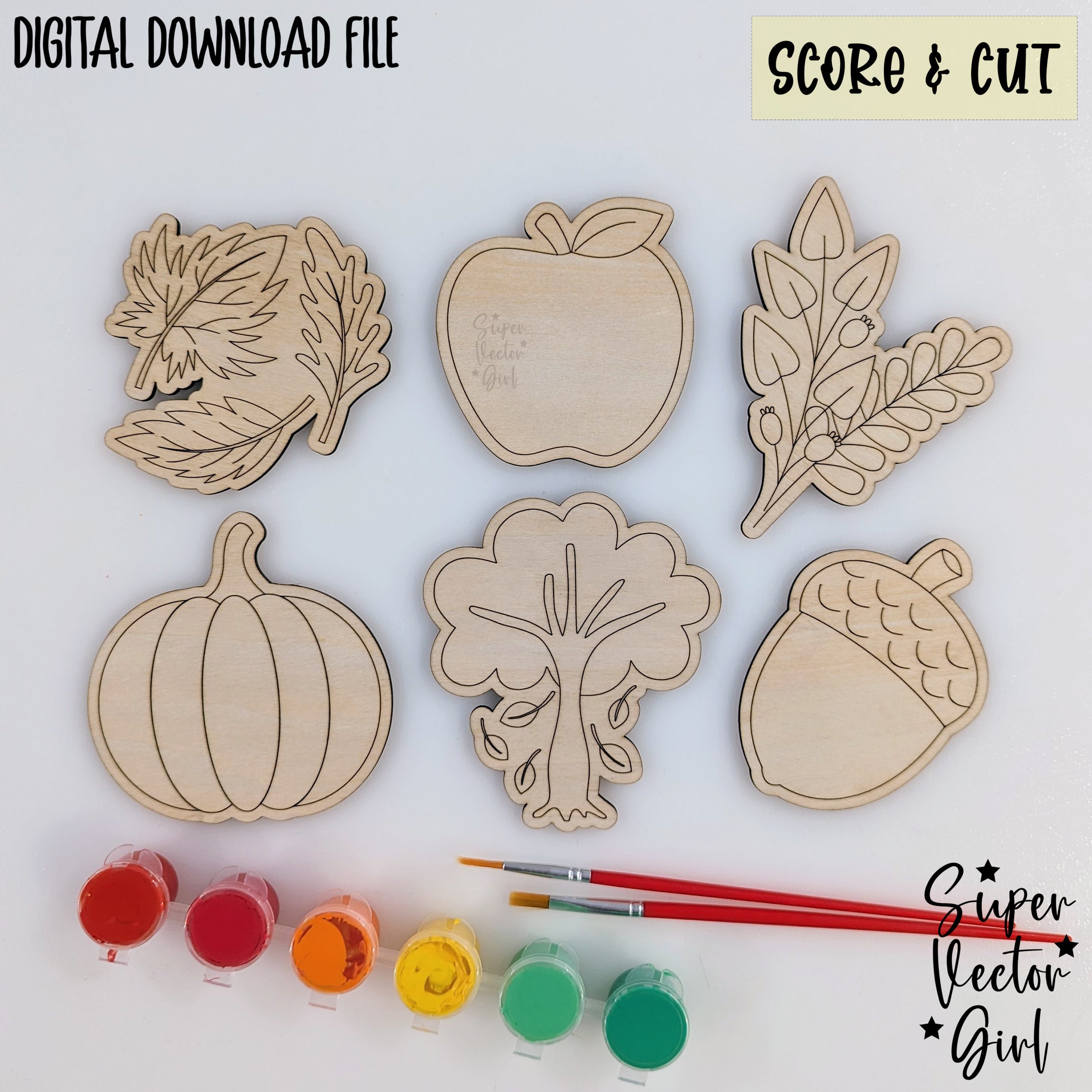 Fall Autumn DIY Paint Kit Set, SVG, Score & Cut, Laser Cut File, Birth ...