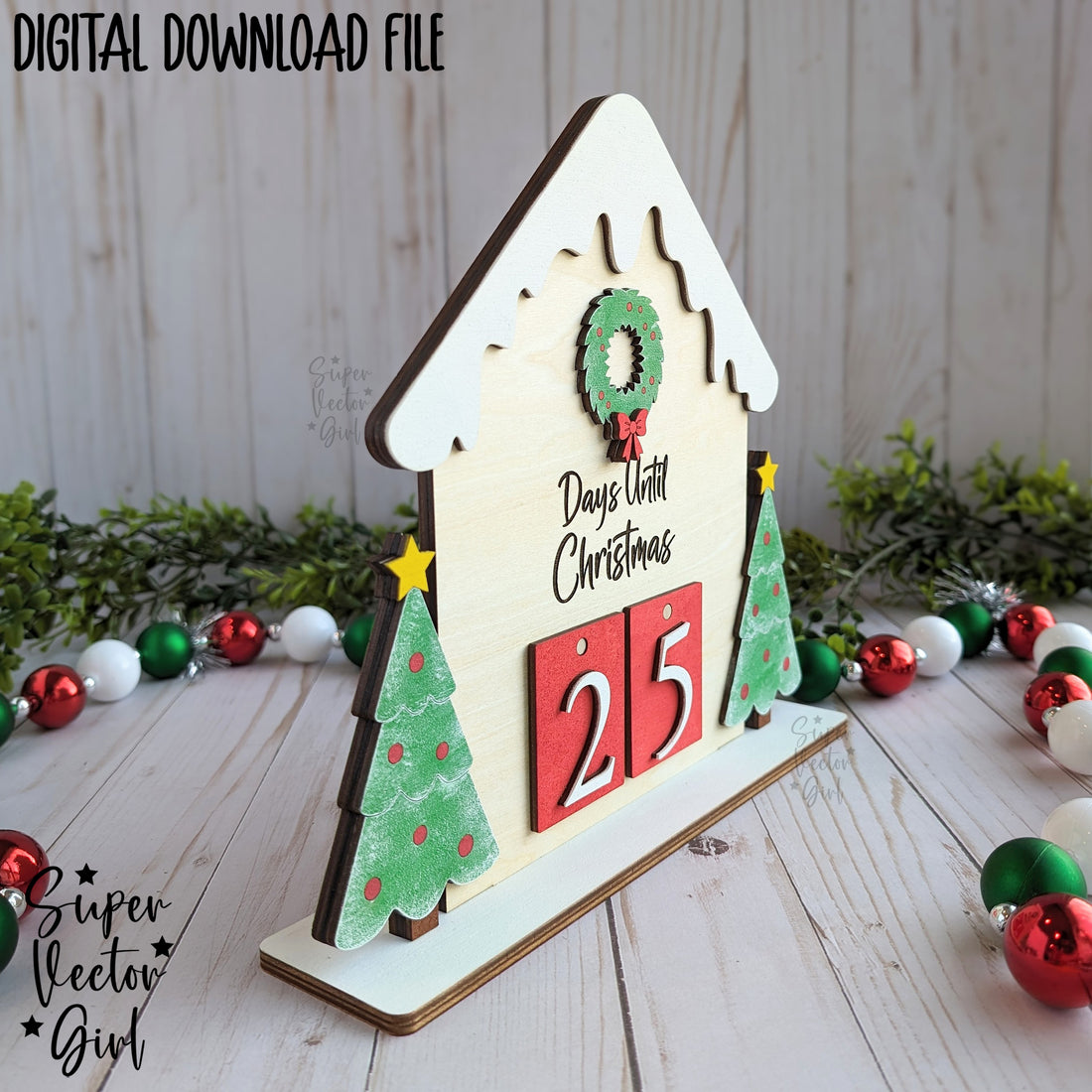 Christmas Countdown House, SVG, Laser Cut File files, Count down to Ch ...