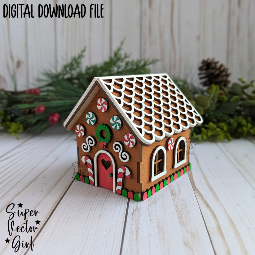 3D Gingerbread House, SVG, Digital Laser Cut File, DIY Christmas Villa ...