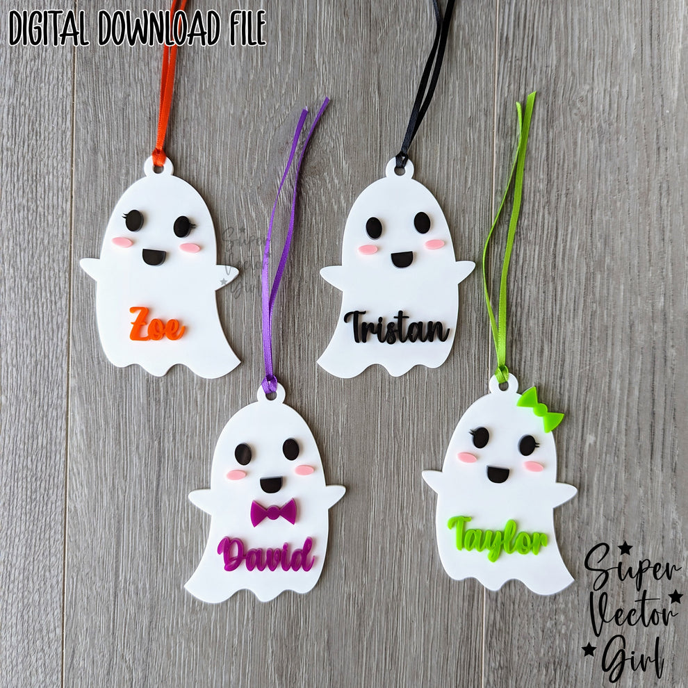 Halloween Ghost Name Tags, DIY, SVG, Digital Laser Cut File, xTool Glo ...