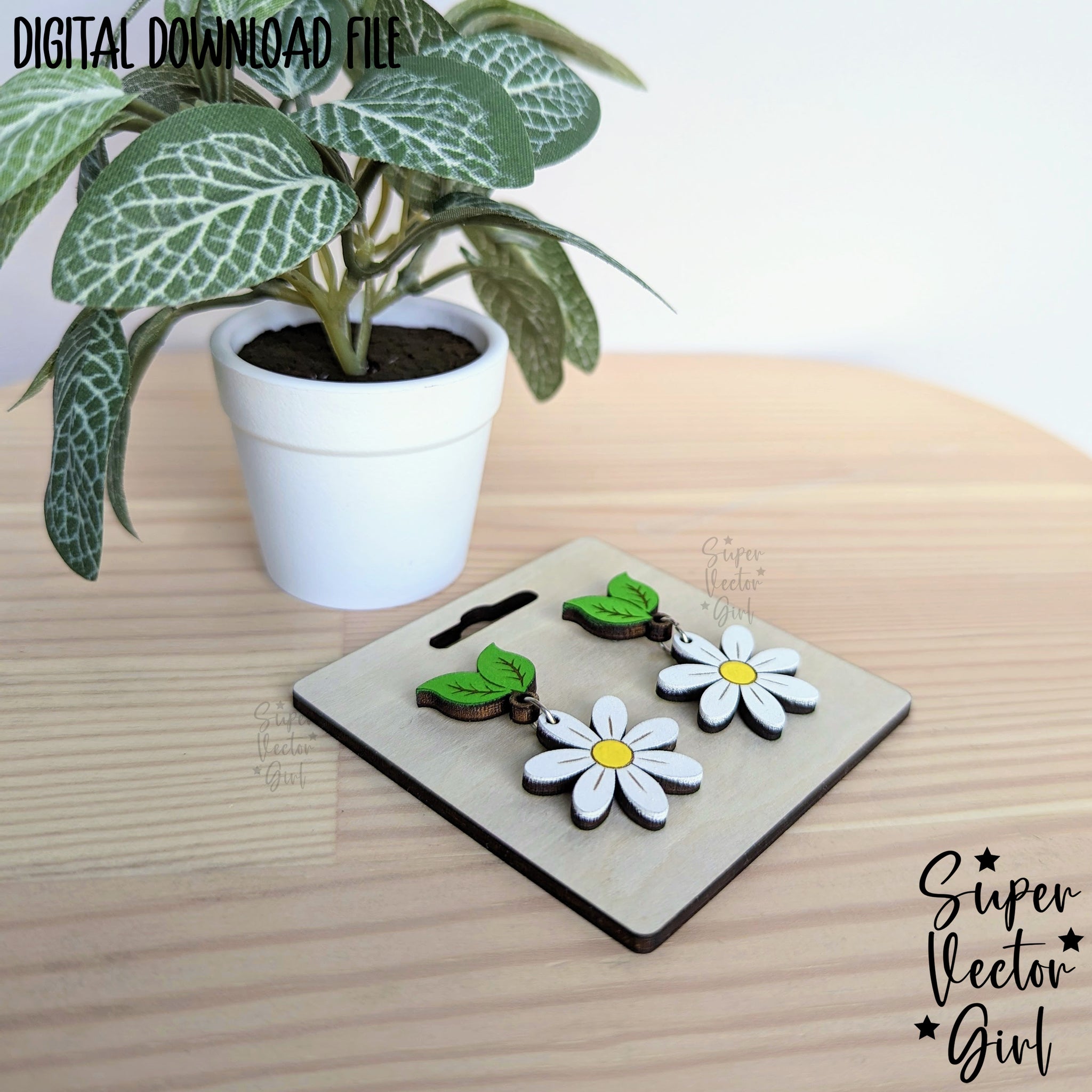 Daisy Drop Stud Earrings, SVG Digital Laser Cut File xTool Glowforge f ...