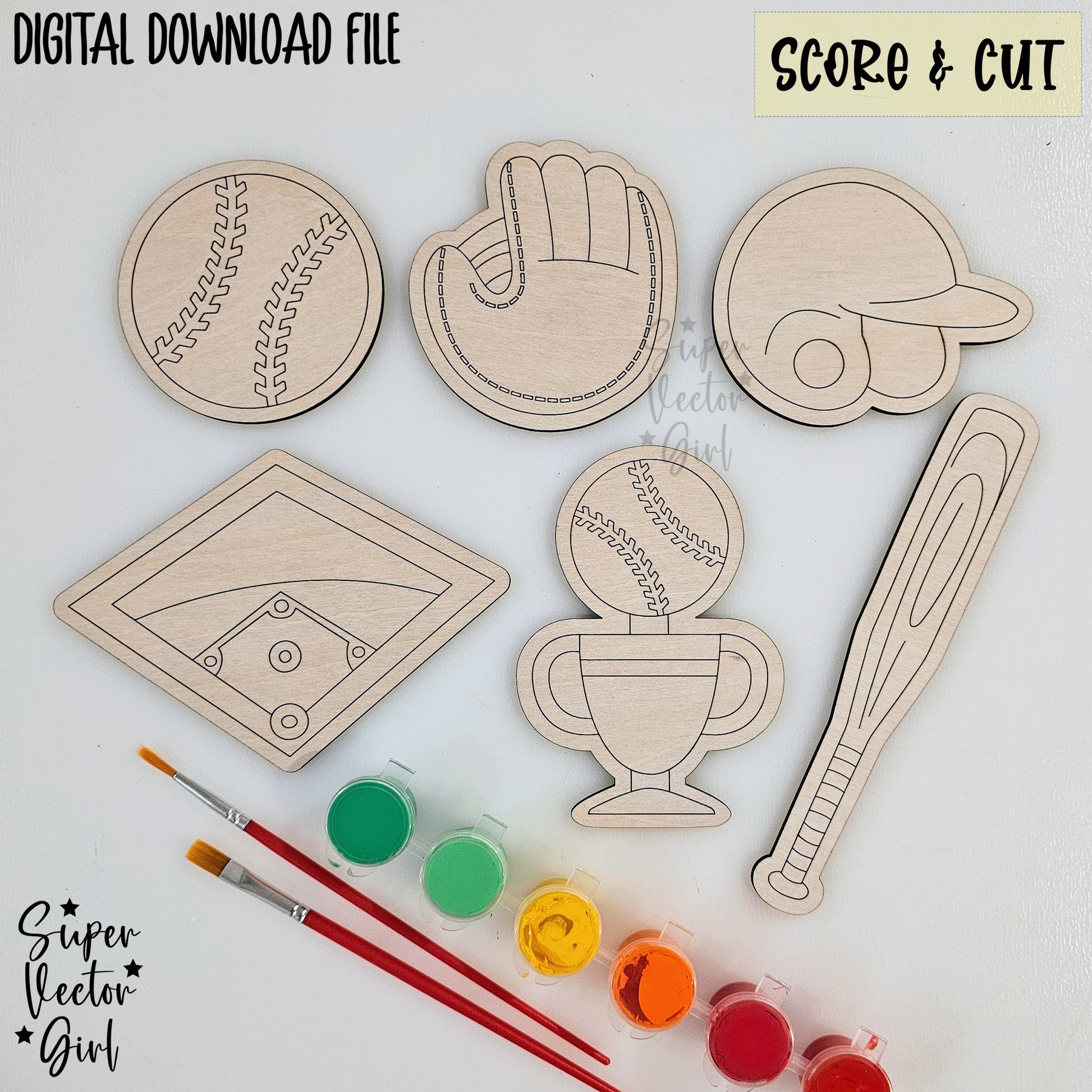 Baseball DIY Paint Kit Set, SVG, Score & Cut, Laser Cut File, xTool Gl ...