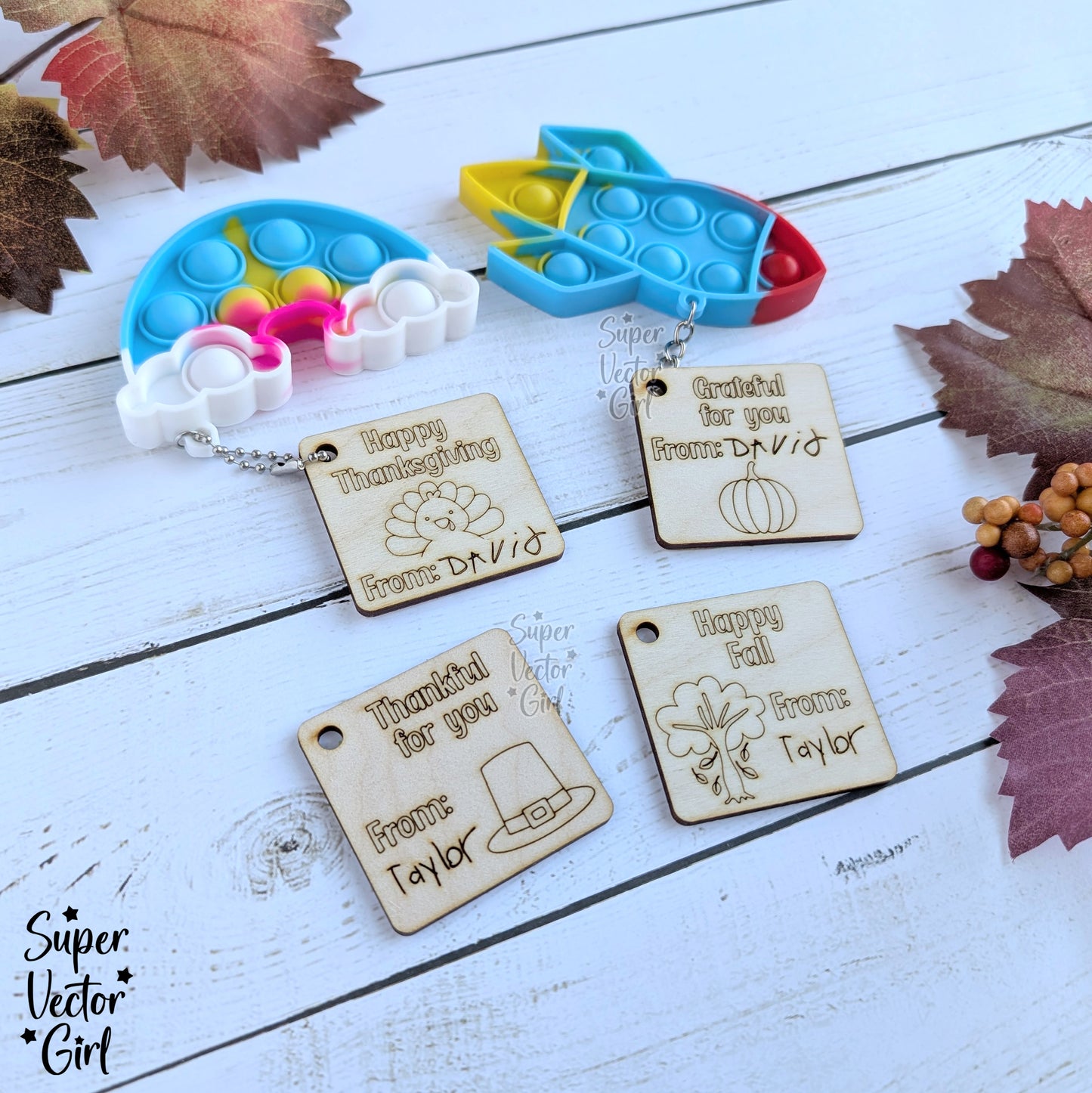 Thanksgiving Favor Tags, Pop Fidget Toy, DIY, SVG, Digital Laser Cut F ...