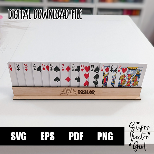 Playing Card Holder SVG Digital Laser Cut File, Wooden Card Holder for ...