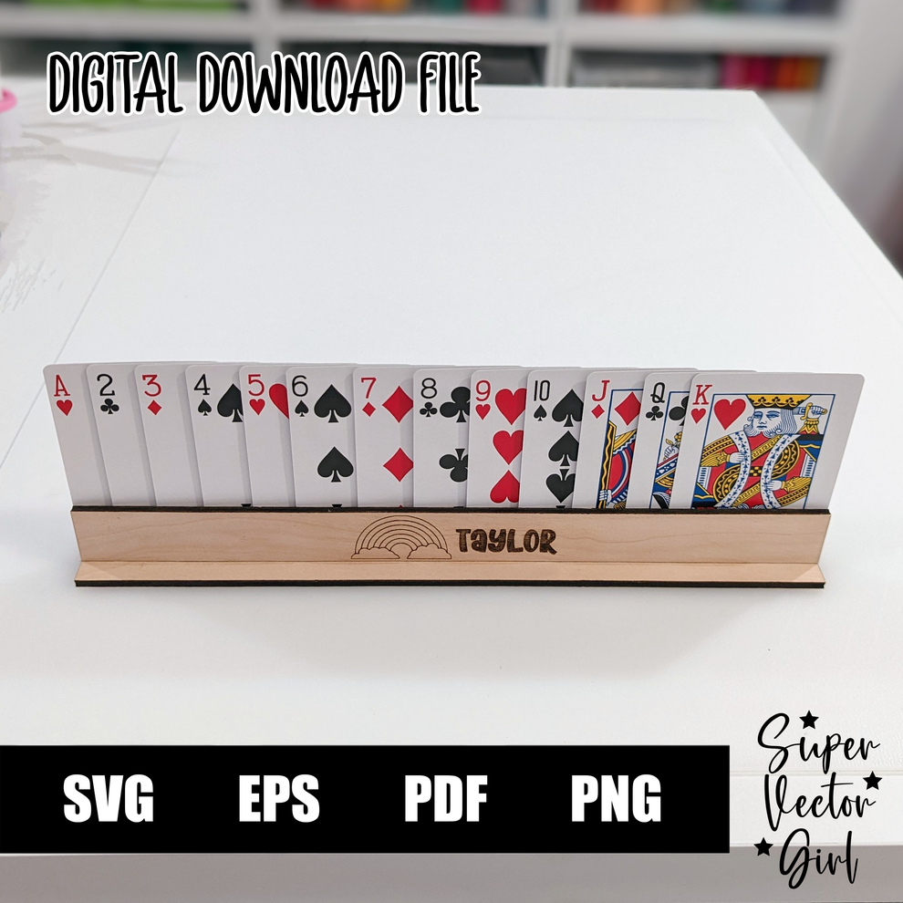Playing Card Holder SVG Digital Laser Cut File, Wooden Card Holder for ...
