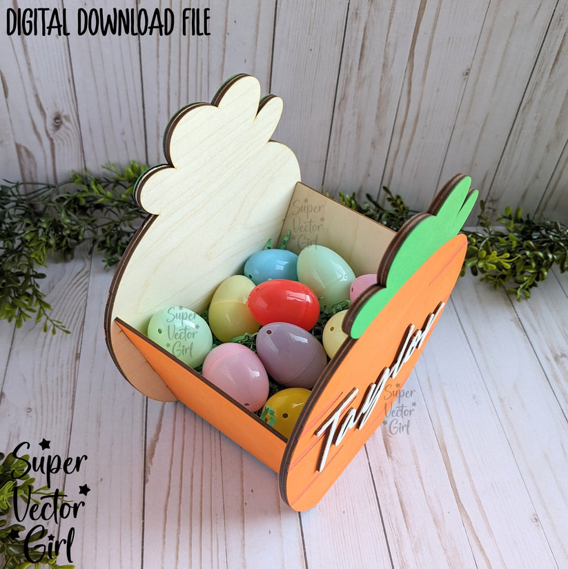 Carrot Shaped Easter Basket Crate, Easter Treats Box, SVG, Laser Cut F ...