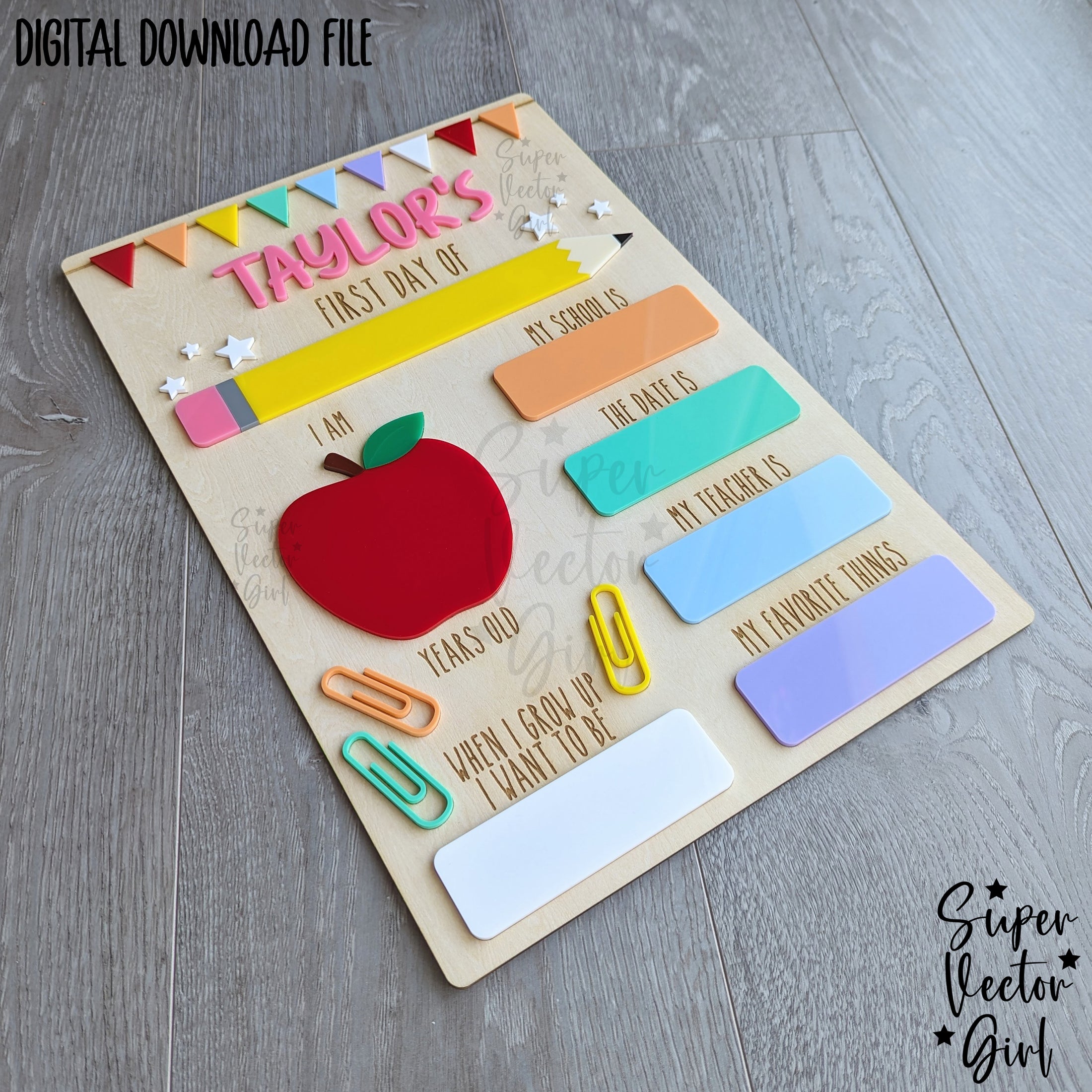 First Day Of School Sign, Personalized Back To School Board, SVG Laser ...