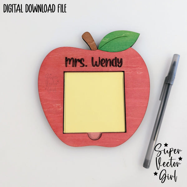Apple Sticky Note Holder SVG File, Personalized Teacher Appreciation G ...