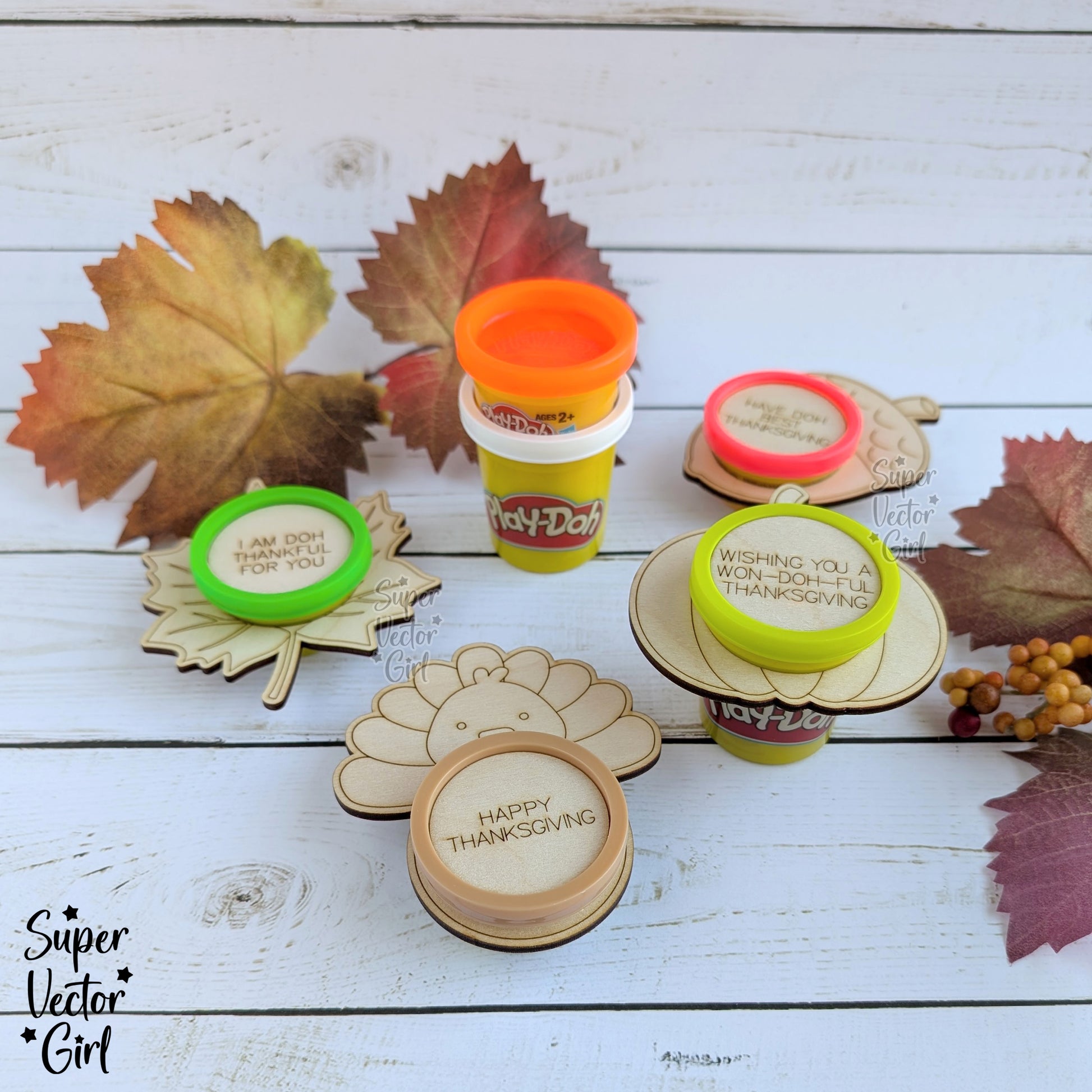 Thanksgiving Play Doh Holder, Fall Play Dough Favor Card, Gift Tags, D ...
