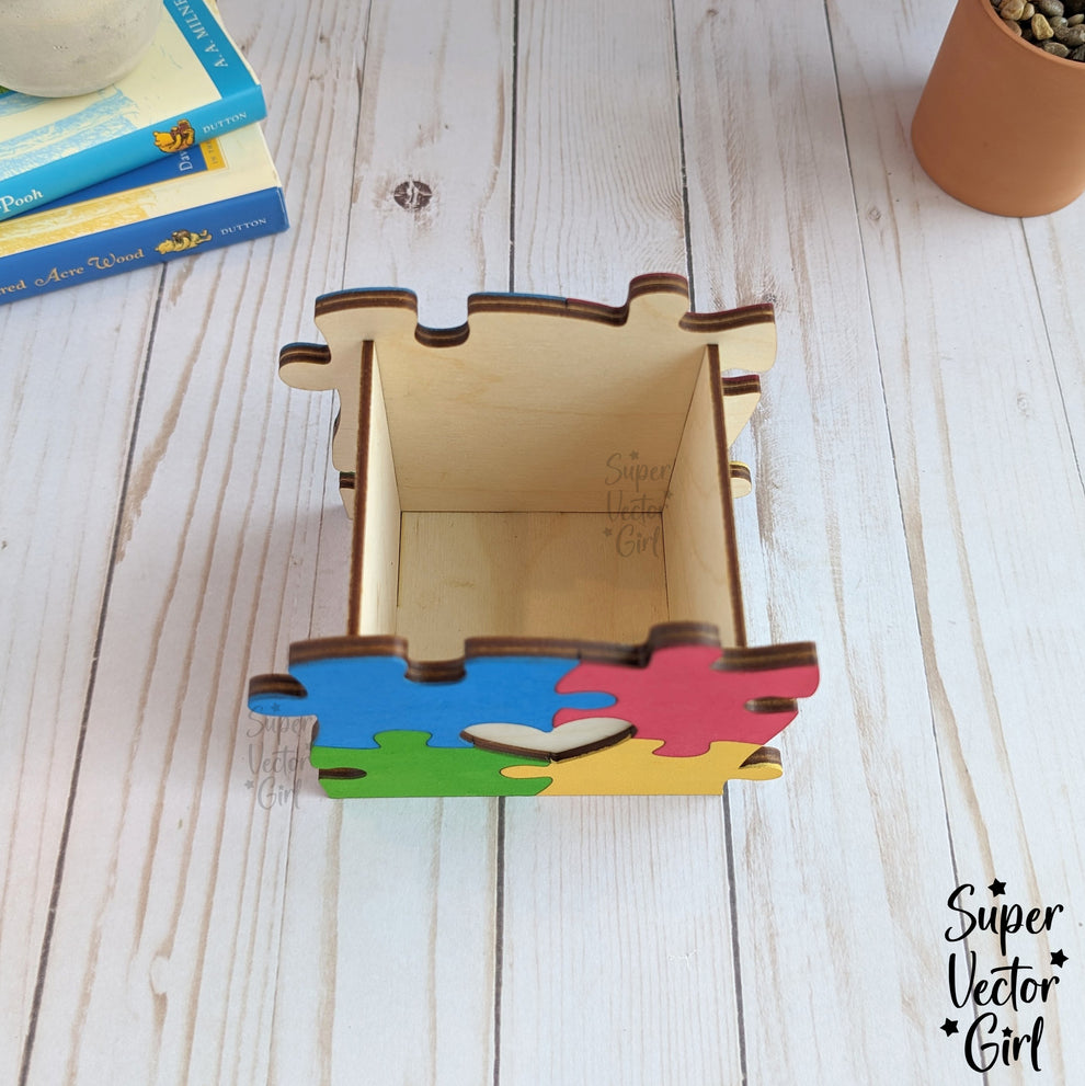 Autism Puzzle Pencil Pen Cup Holder SVG File, Desk Organizer, Digital ...
