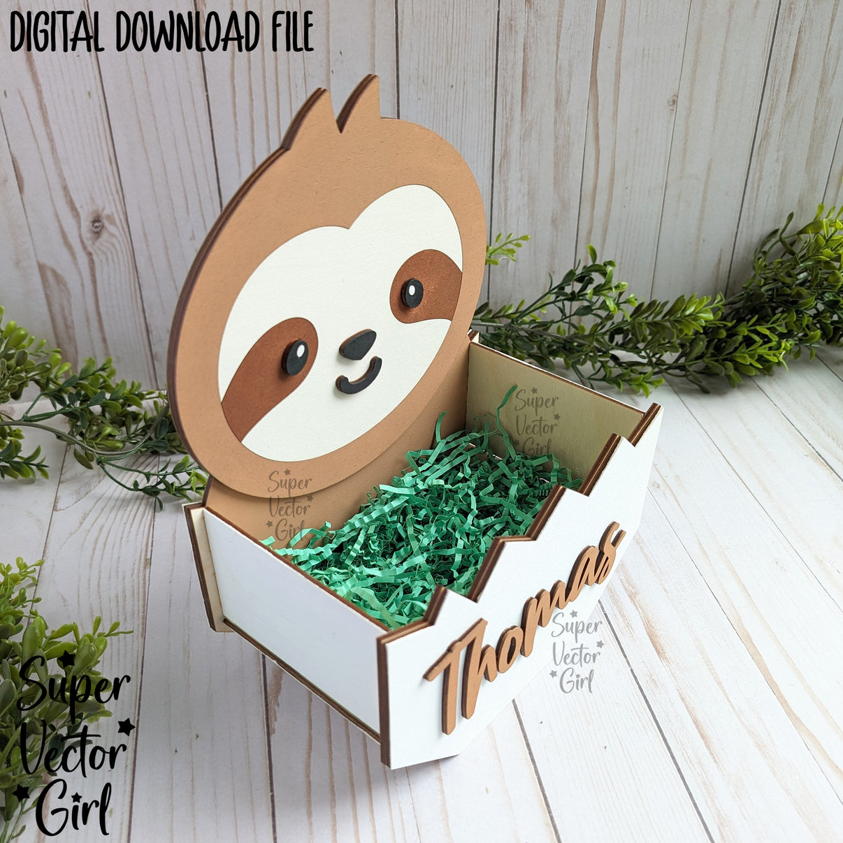 Sloth Easter Basket Crate, Easter Treats Box, SVG, Laser Cut File File ...