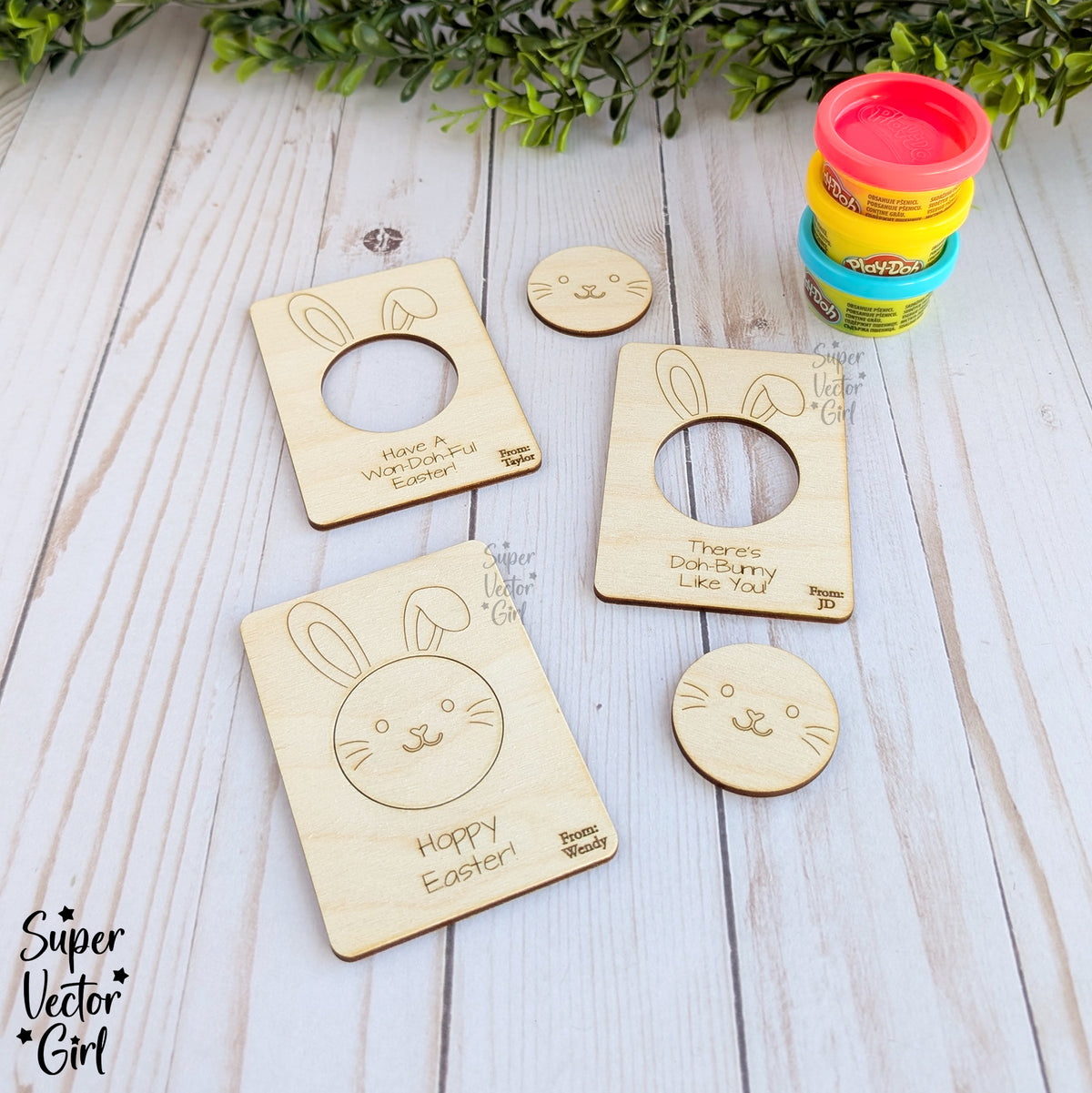 Easter Bunny Face Play Doh Holder, Spring Play Dough Favor Card, Gift ...