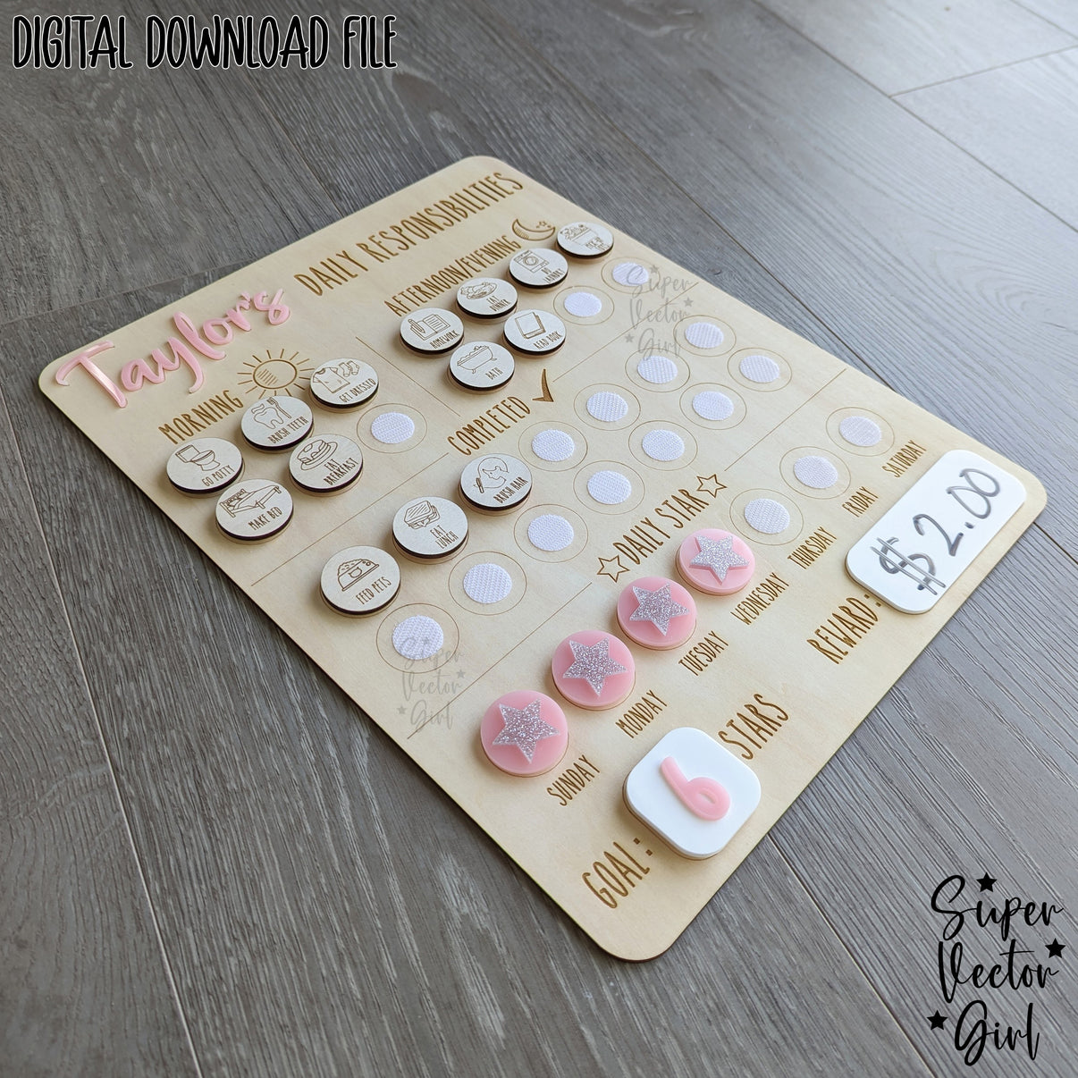 Daily Responsibilities Board Chore Chart for Kids, SVG Laser Cut File ...