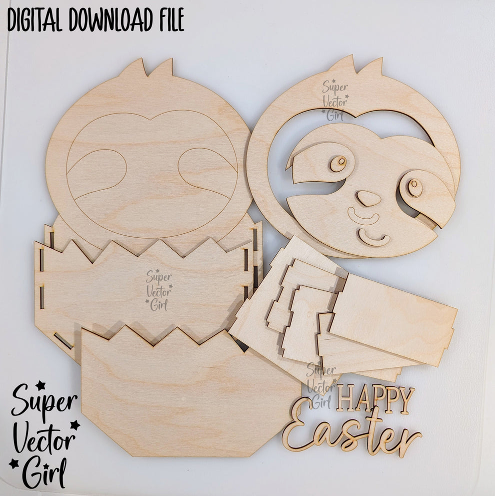 Sloth Easter Basket Crate, Easter Treats Box, SVG, Laser Cut File File ...