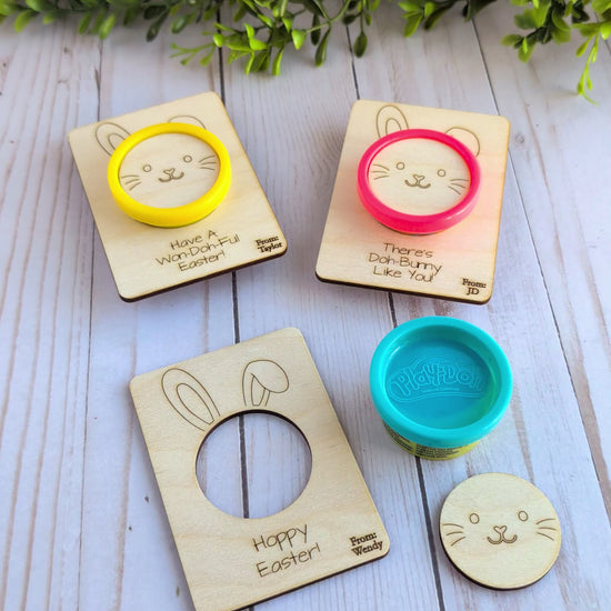 Easter Bunny Face Play Doh Holder, Spring Play Dough Favor Card, Gift ...